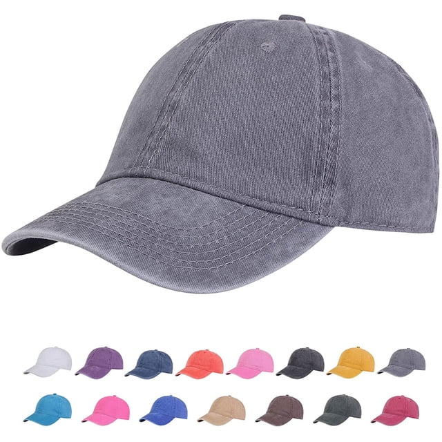 Yirtree Men Women Plain Cotton Adjustable Washed Twill Low Profile ...