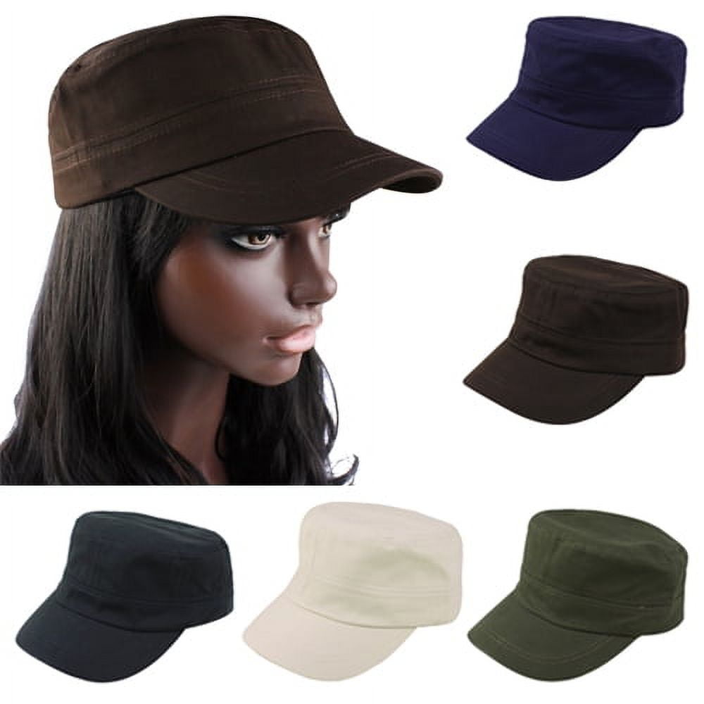 Yirtree Men's Cotton Cadet Hat Trucker Hat Military Flat Top Adjustable ...
