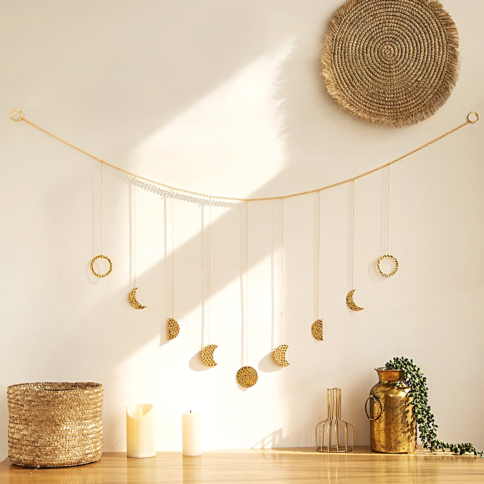 Yirtree Moon Phase Wall Hanging Boho Decor Garland Moons Hanging Art ...