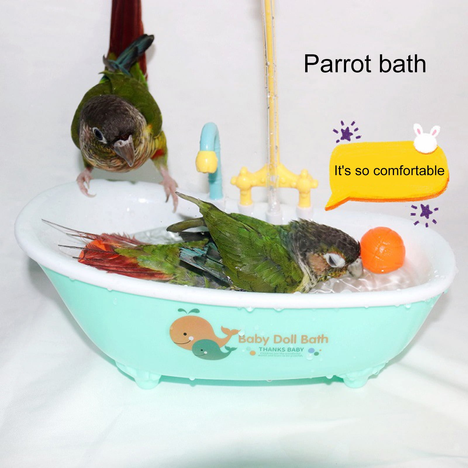 Yirtree Parrot Automatic Bathtub Toy with Faucet Realistic Washing ...