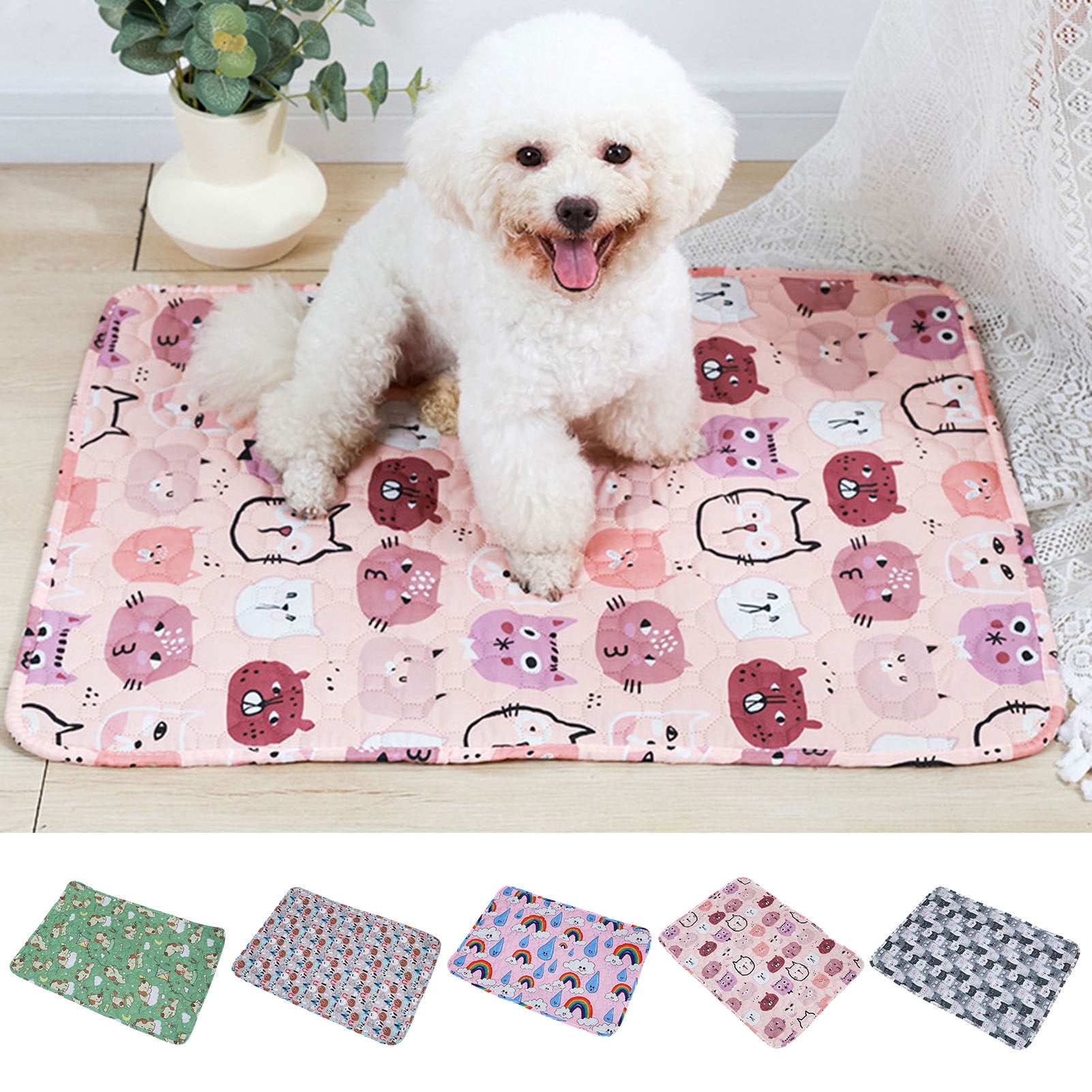 Yirtree Pet Pee Pad Dog Diaper Mat Extra Soft Breathable Cartoon Print ...