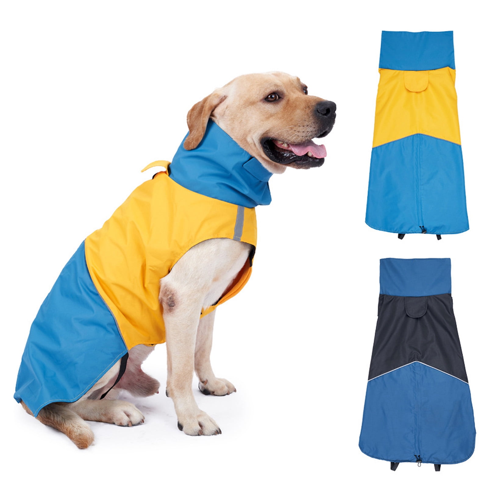 Yirtree Pet Rain Jacket Traction Hole Design Reflective Strip Inner ...