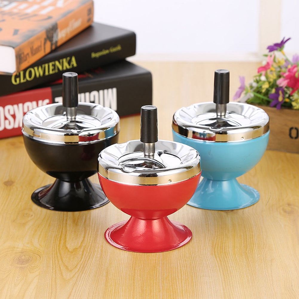 Yirtree Round Push Down Cigarette Ashtray with Spinning Tray, Creative ...