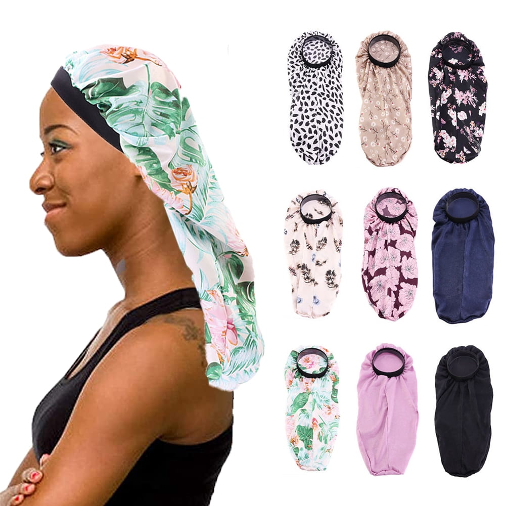 Yirtree Satin Sleep Cap for Long Hair, Satin Sleep Bonnet Extra Large ...