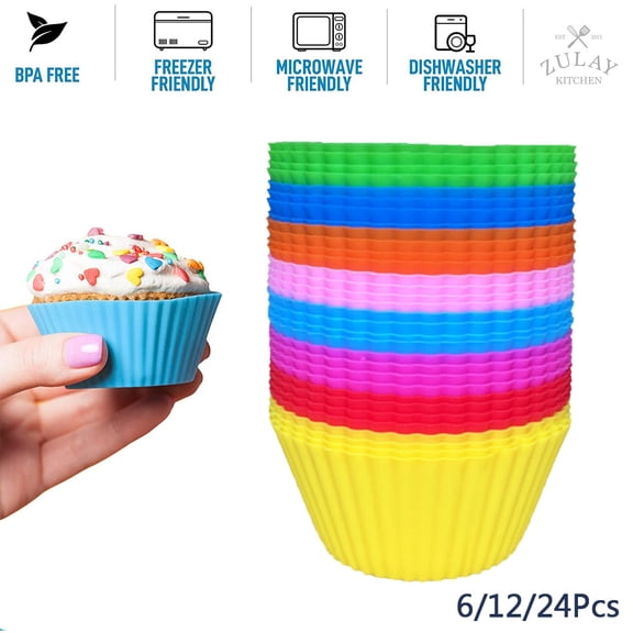 1Pack Silicone Muffin Pan for Baking with Metal Reinforced Frame, 12 ...