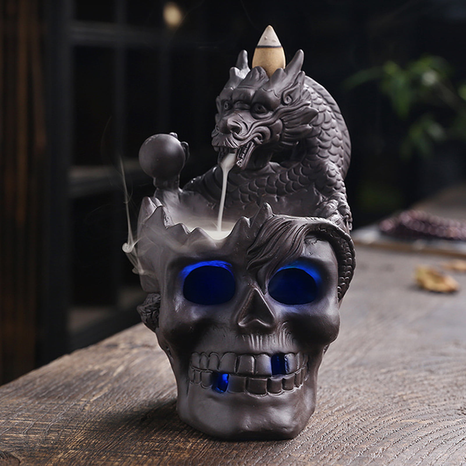 Yirtree Skull Backflow Incense Burner, Ceramic Waterfall Incense Holder ...