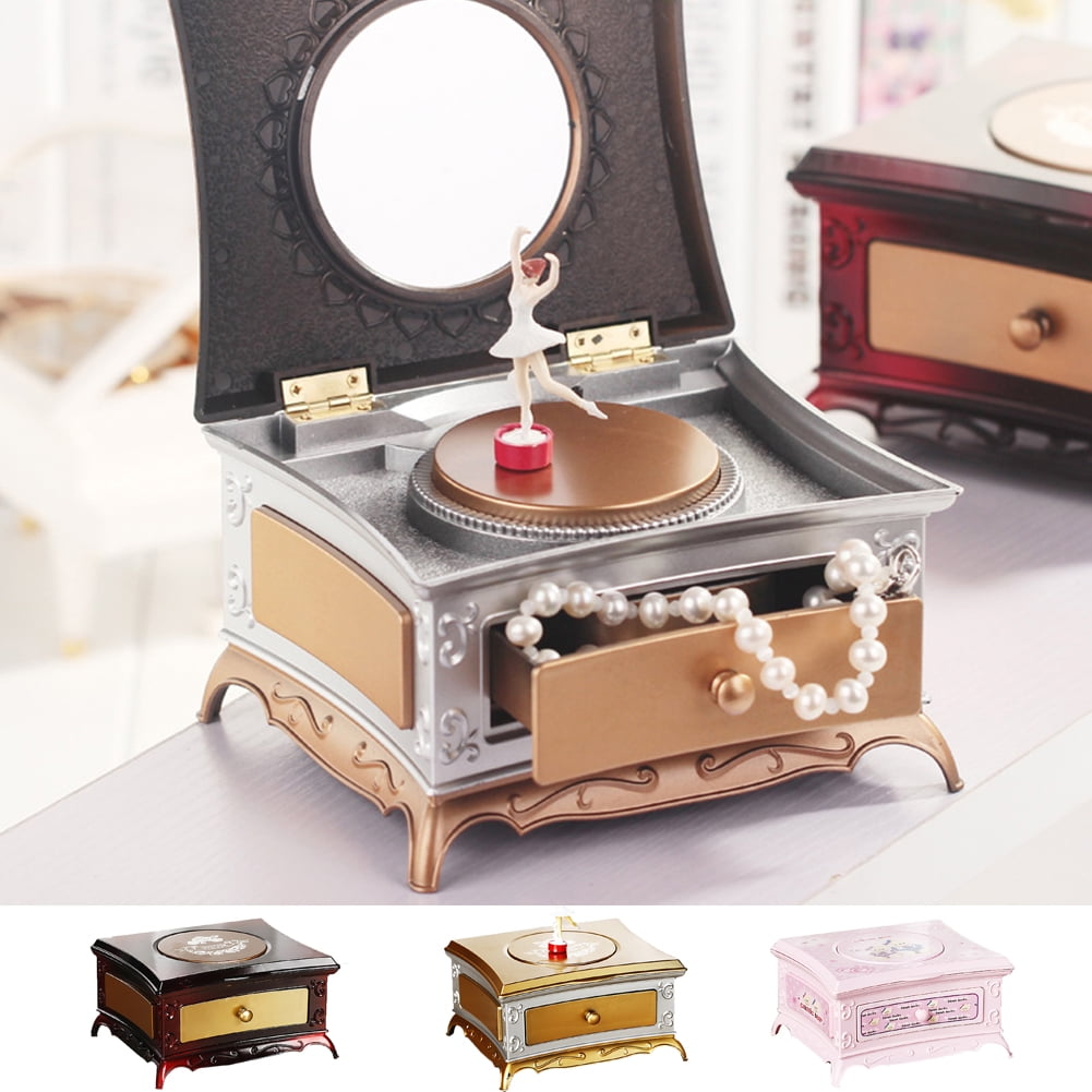 Yirtree Sweet Musical Jewelry Box with Pullout Drawer and Makeup Mirror ...