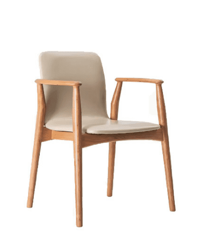 Yishan Nordic Mid-Century Modern Solid Wood Arm Dining Chair, Khaki ...
