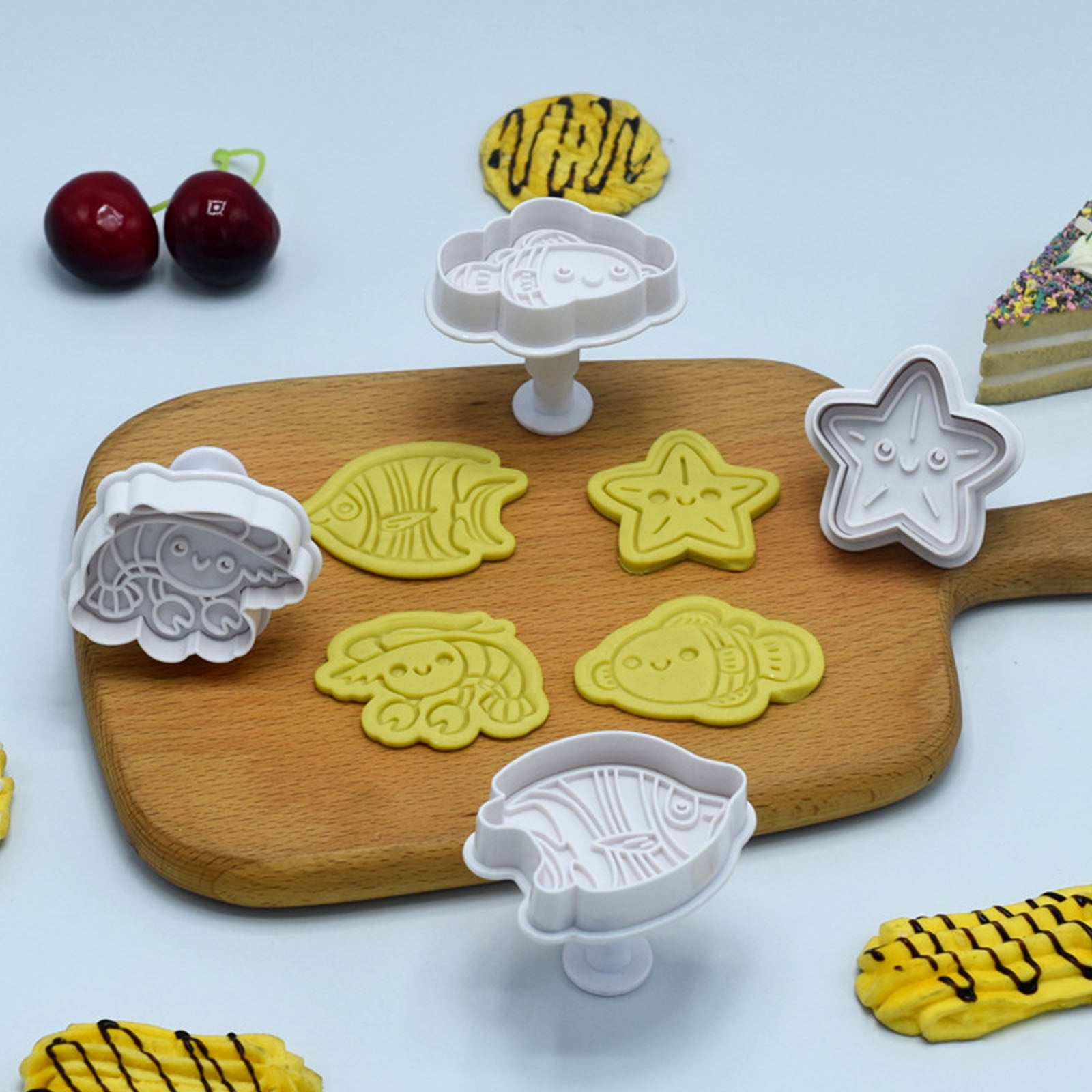 Yishangzhng 4-Piece Set Cookie Fondant Stampers Sea Animals Cookie ...