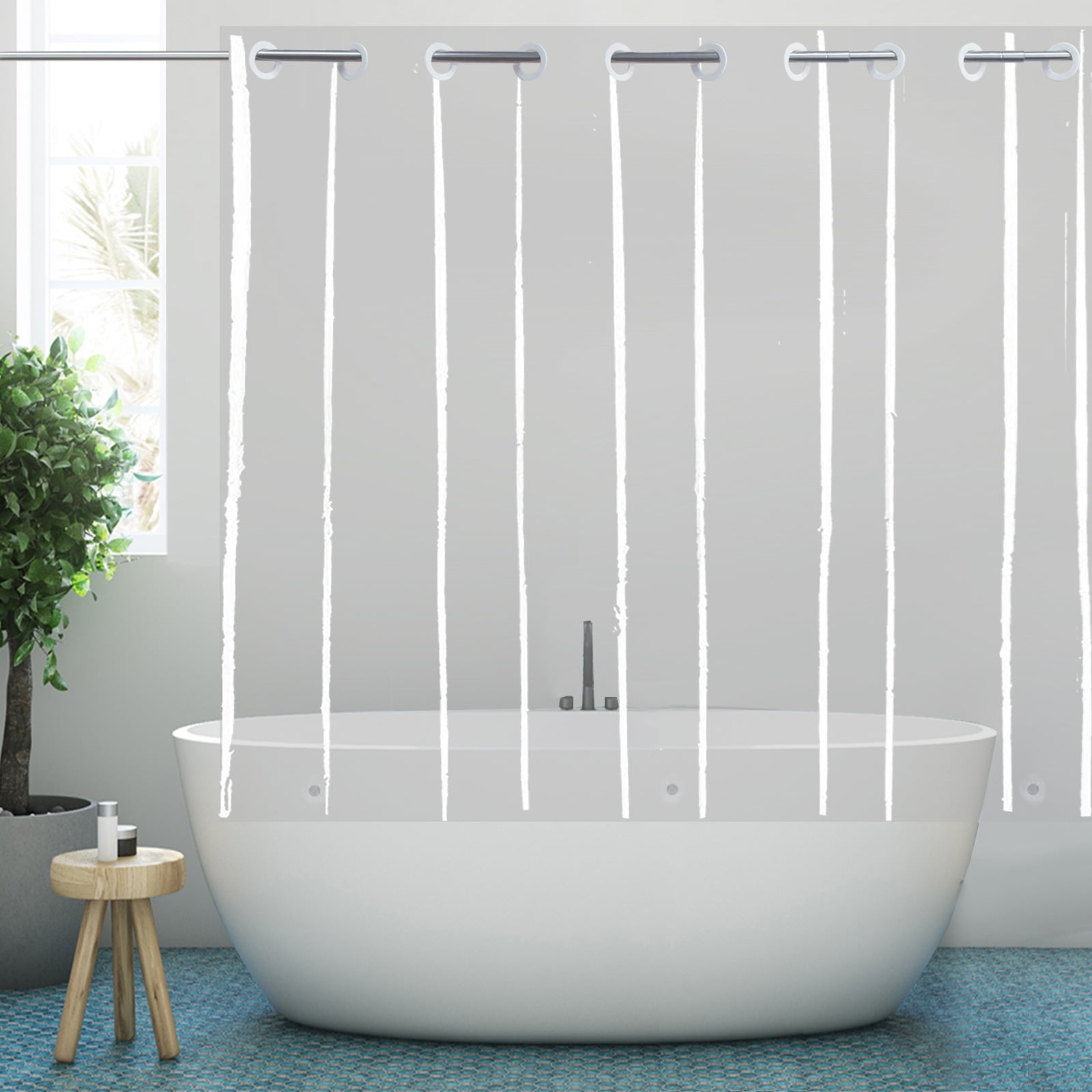 Yisure 72x54in Clear PEVA Shower Curtain Liner with Built-in Rings and ...