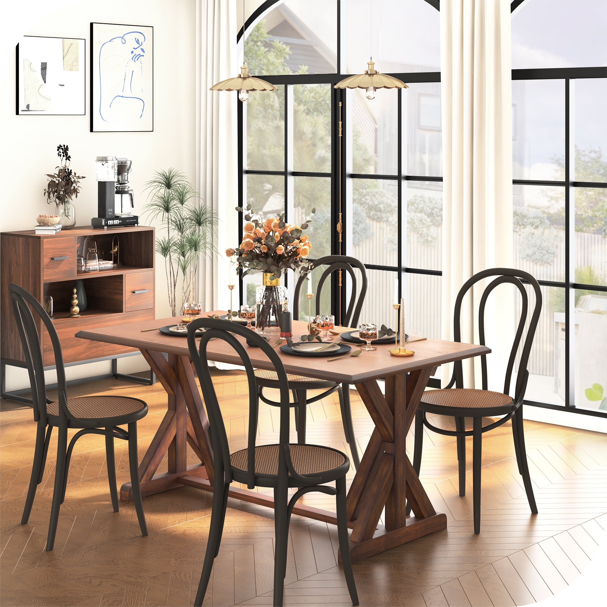 Yitahome Classic Wooden Dining Table Rustic Rectangular Kitchen Table w ...