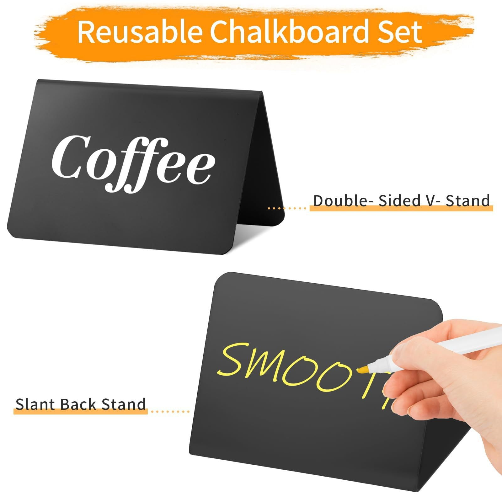 Yiteos 4Inch X 3Inch Mini Food Chalkboard Signs, Reusable Drink and ...
