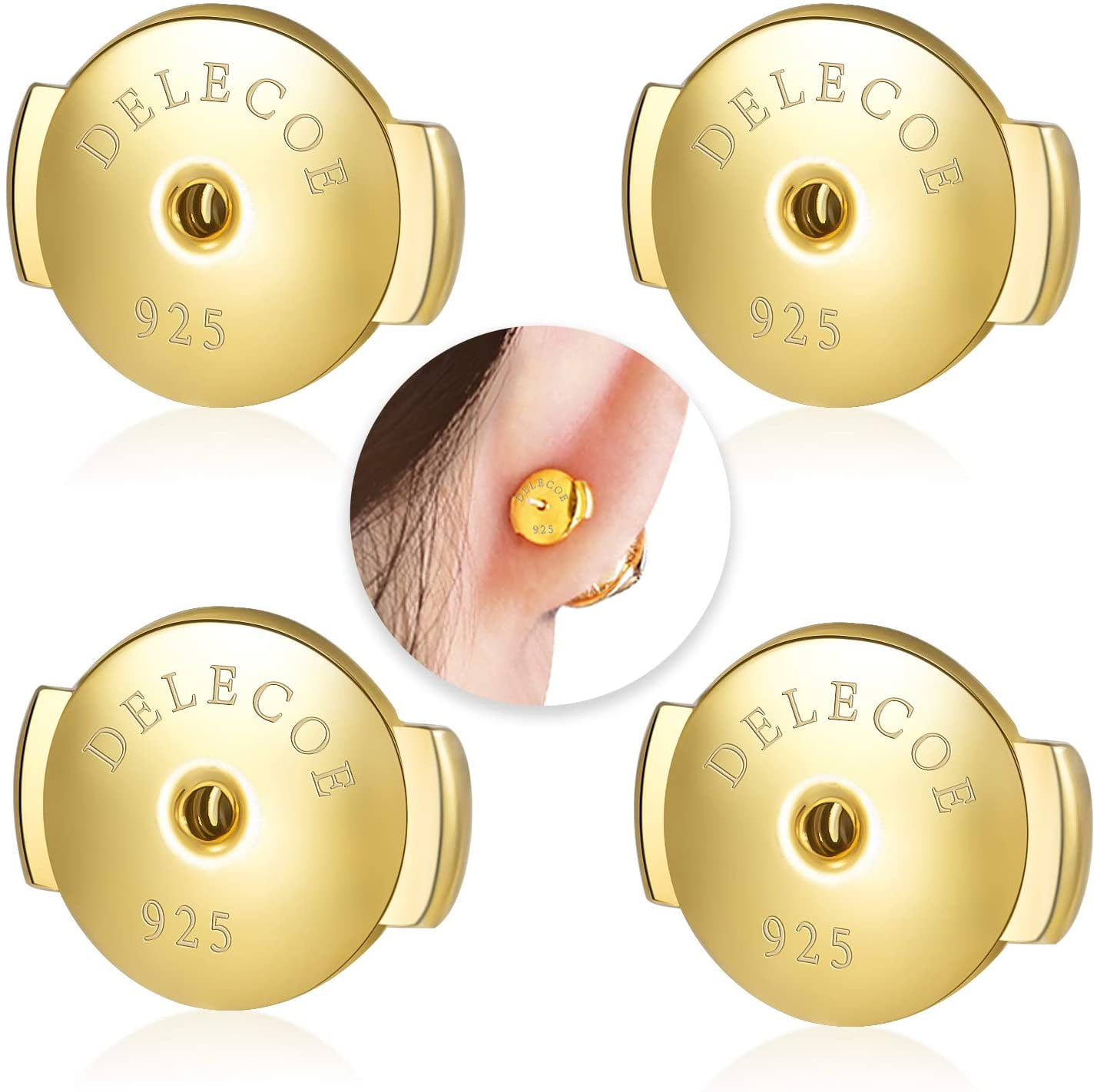 Yiting 2-Pairs 925 Sterling Silver Locking Earring Backs Replacements ...