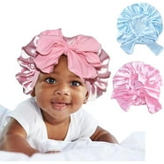 2Pcs Pink Baby Bonnet, Newborn Sleeping Cap Accessories, Infant Satin ...