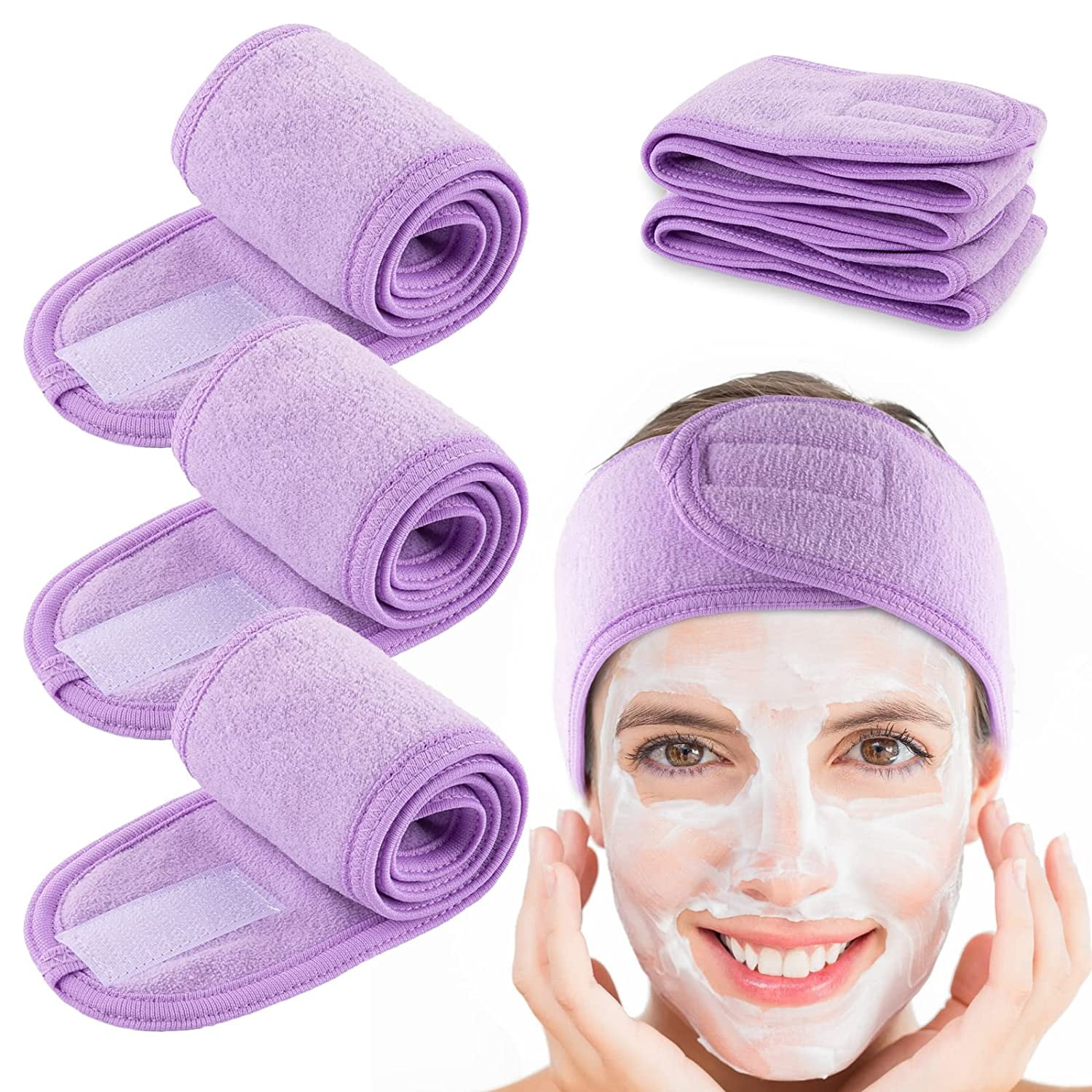 Yiting Spa Facial Headband 4 Packs Head Wrap Terry Cloth Headband ...