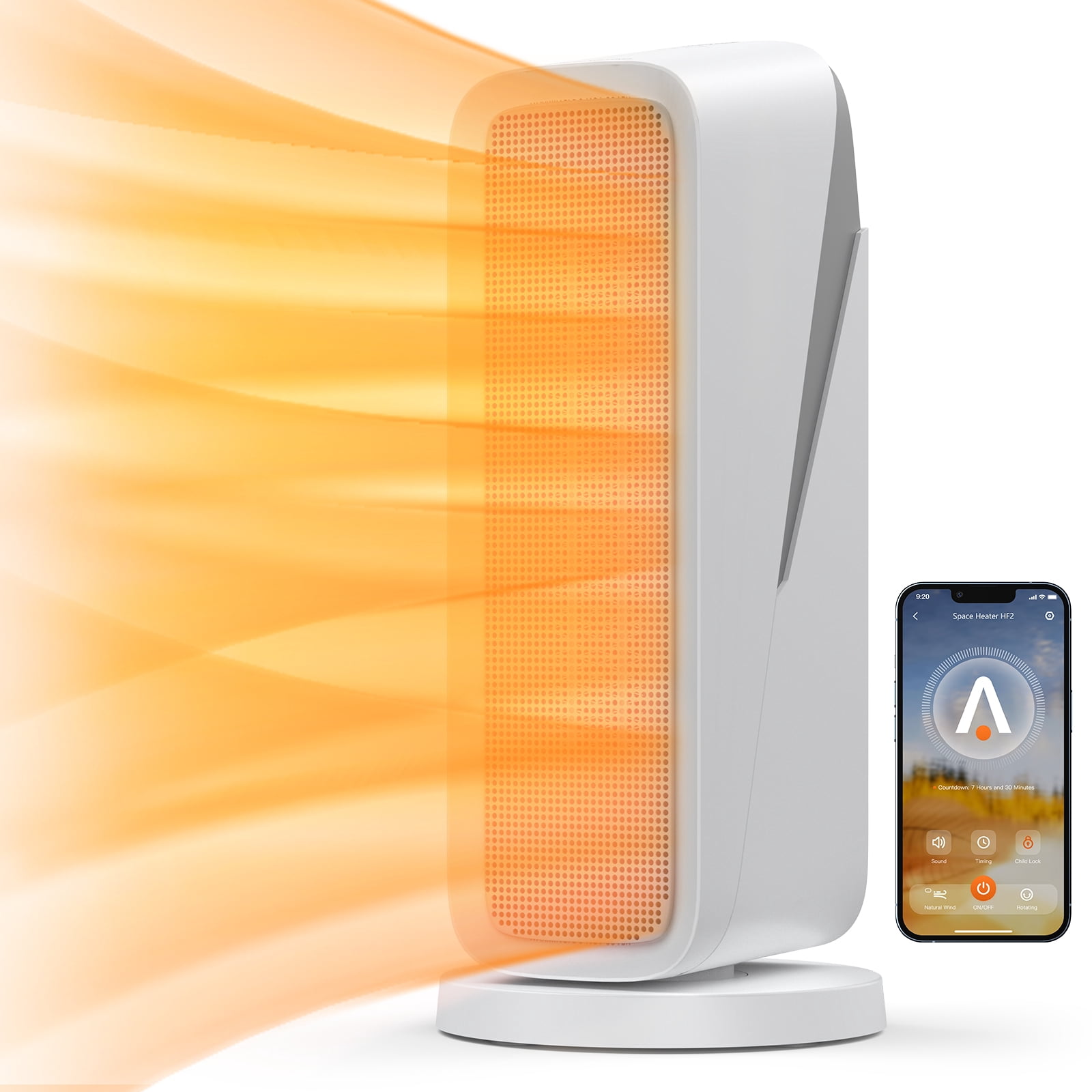 Yiwa 1500W Space Heater, 16" WiFi Small Electric Heater Portable 80 ...