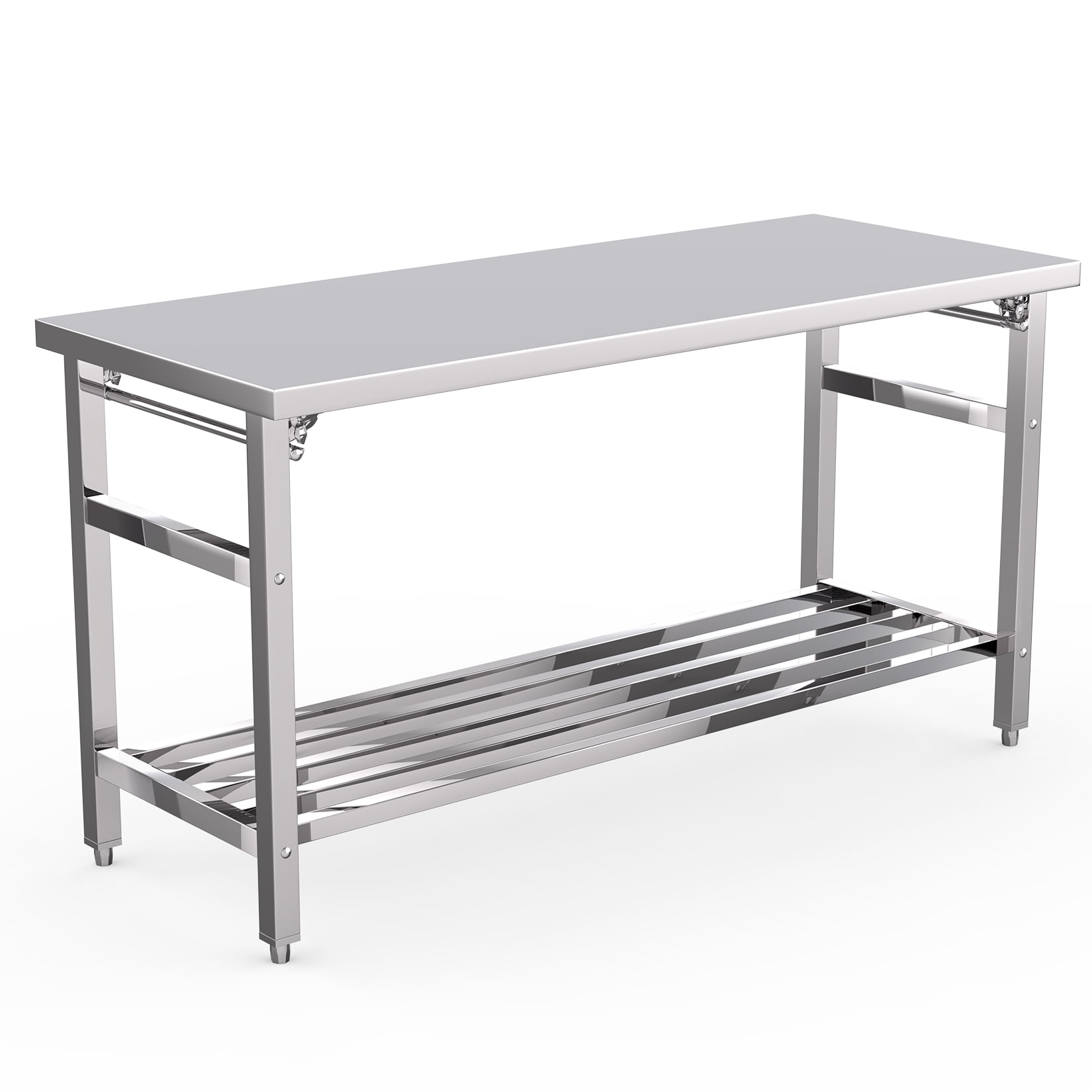 Yiwa 24x60inch Folding Table with Adjustable Undershelf and Legs ...
