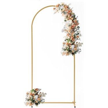 BalsaCircle 4 Gold Metal Floral Display Frame Round Top Backdrop Stand ...