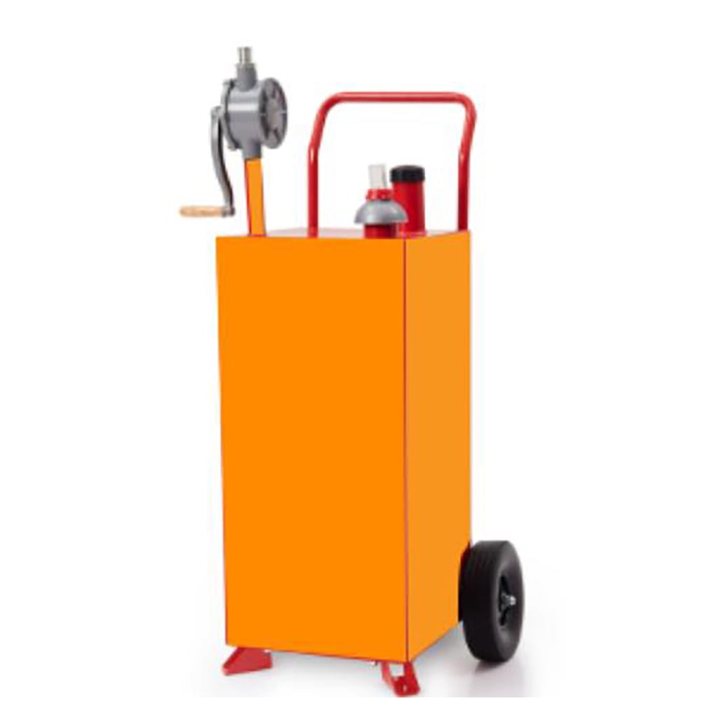 Yiwa 35 Gallon Gas Caddy with Pump with 2 Wheels for Car, Lawnmower ...