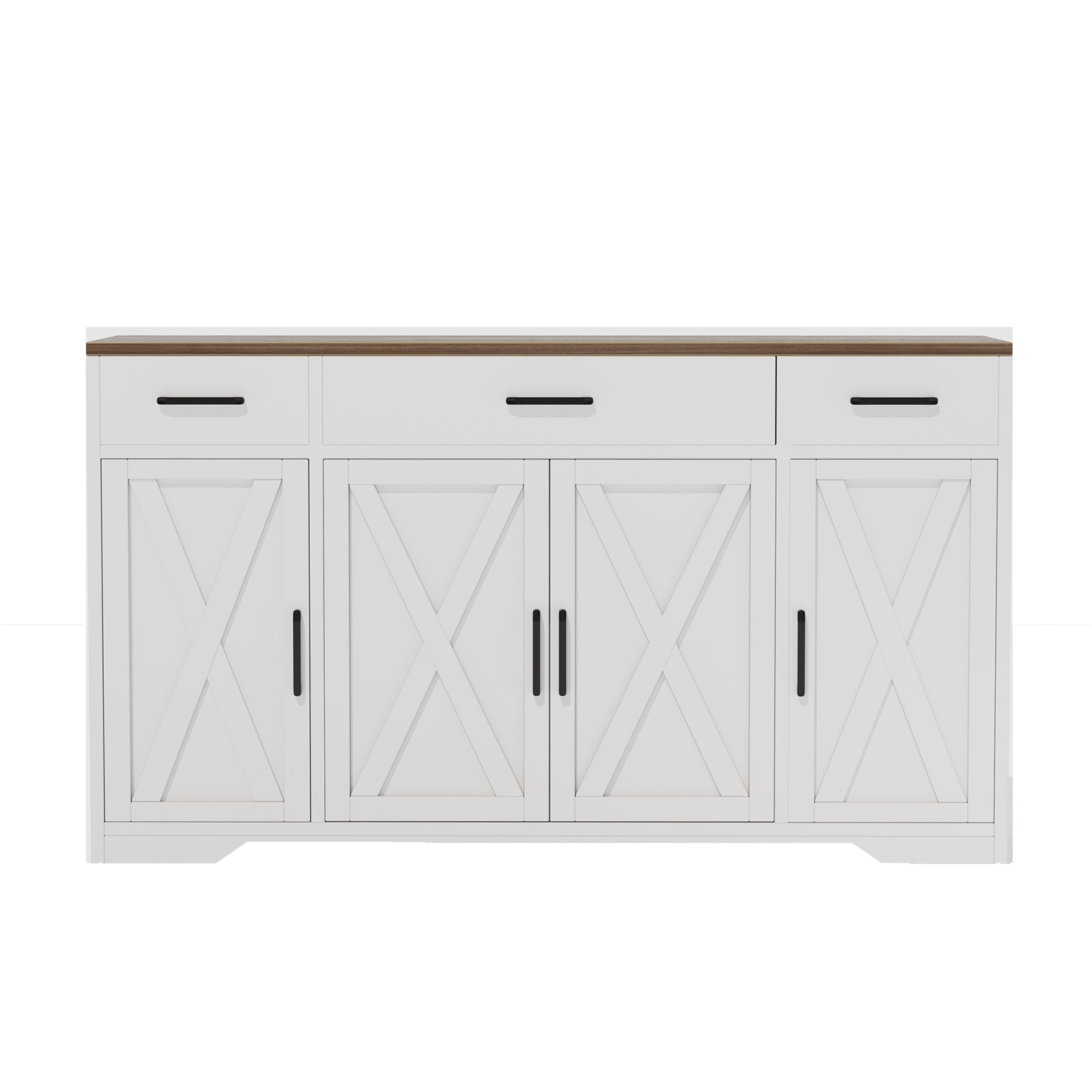 Yiwa 55" White Kitchen Buffet Cabinet with 4 Doors, 3 Drawers ...