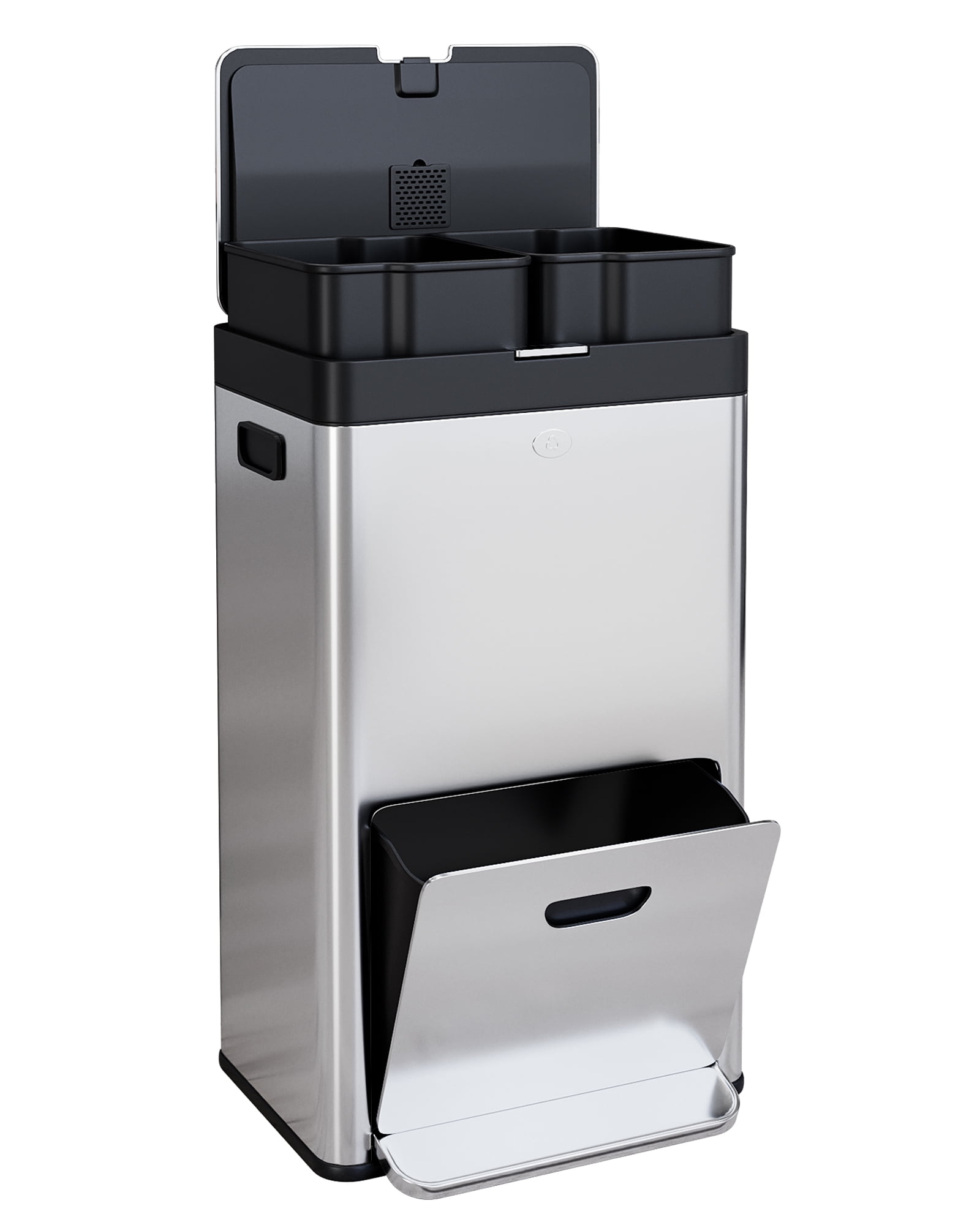 Yiwa 56L Kitchen Recycle Trash Can, Rubbish Bin with 3 Removable Inner ...