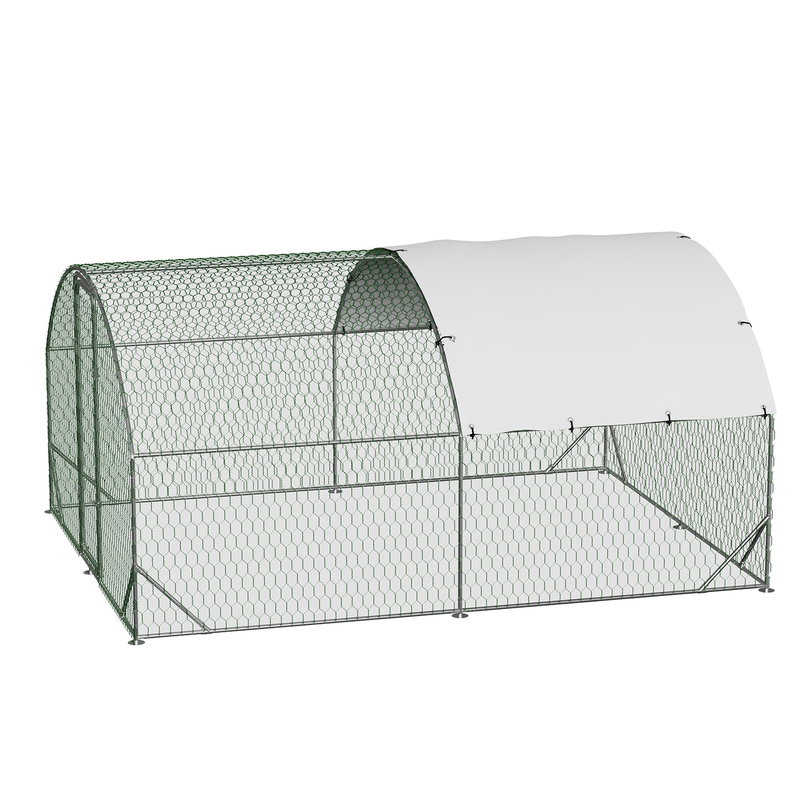 Yiwa 9.8x6.5x6.5ft Large Metal Dome Walk-in Chicken Run with Waterproof ...