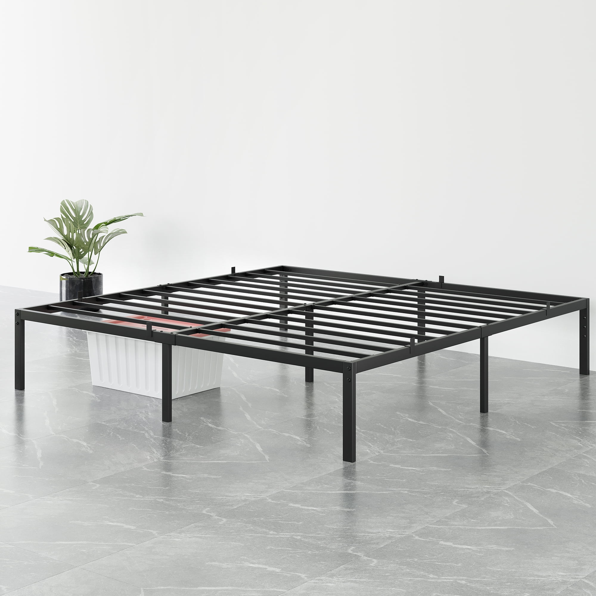 Yiwa Queen Size Industrial Metal Bed Frame - Sturdy Construction, Noise ...