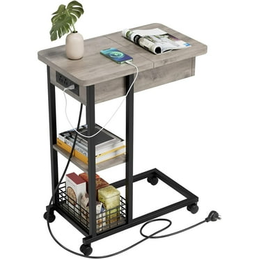 DecorTech Round End Table with Bluetooth Speaker and USB Charging Port ...