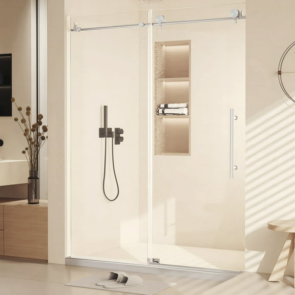 Frameless Shower Door. 60in W X 76in H/60in W X 72in H Sliding Shower ...
