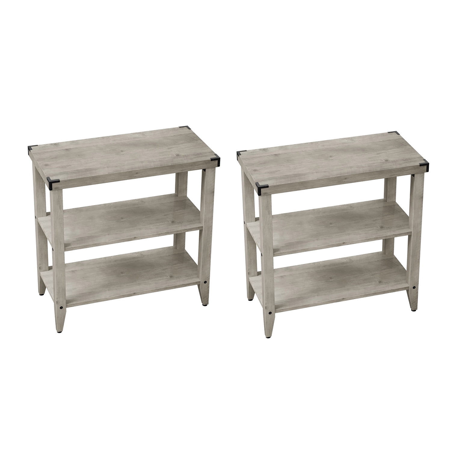 Yiwa Grey Bedside Table Set of 2 Narrow Nightstand for Bedroom Kichen ...
