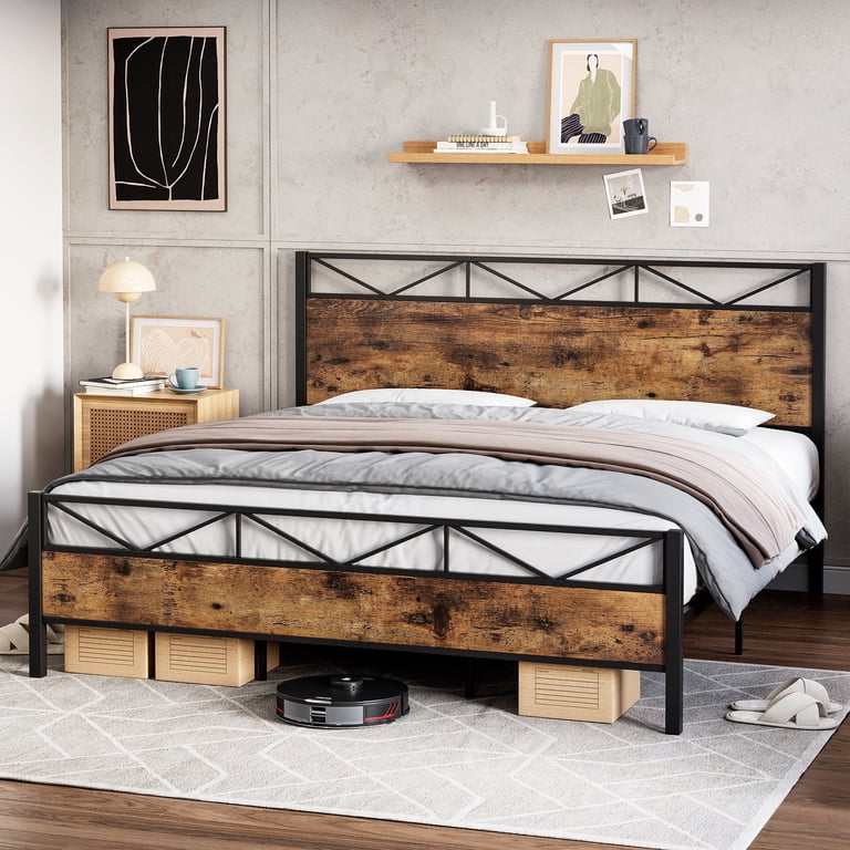 Rustic Wood King Bed Frame