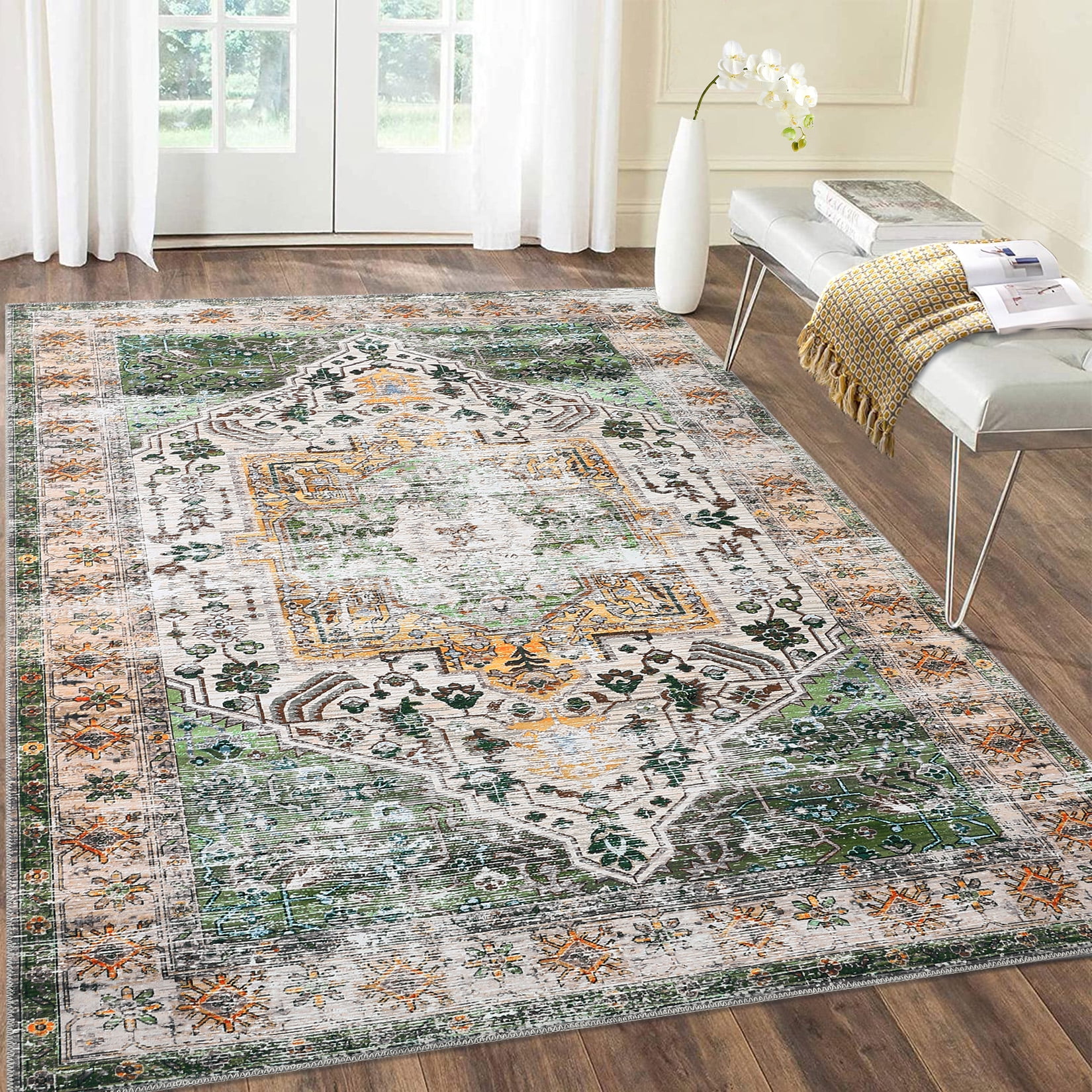 Yiwa Large Area Rug 8x10, Anti-Slip Backing for Bedroom Kitchen Living ...