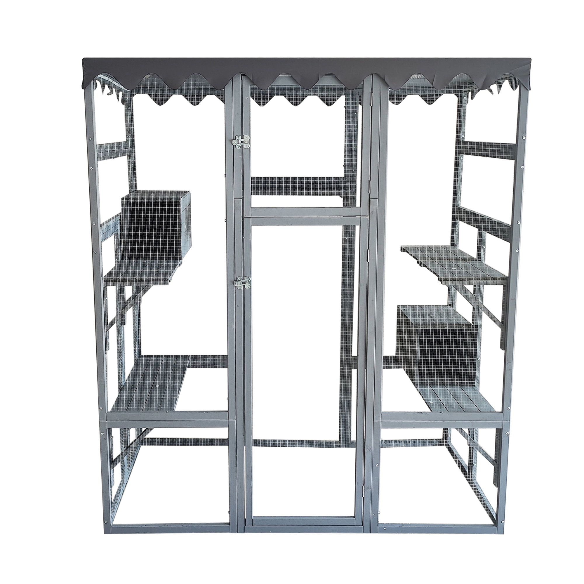 Yiwa Outdoor Catio Cat Enclosure Wooden Kitten Cages With 6 High Ledges ...