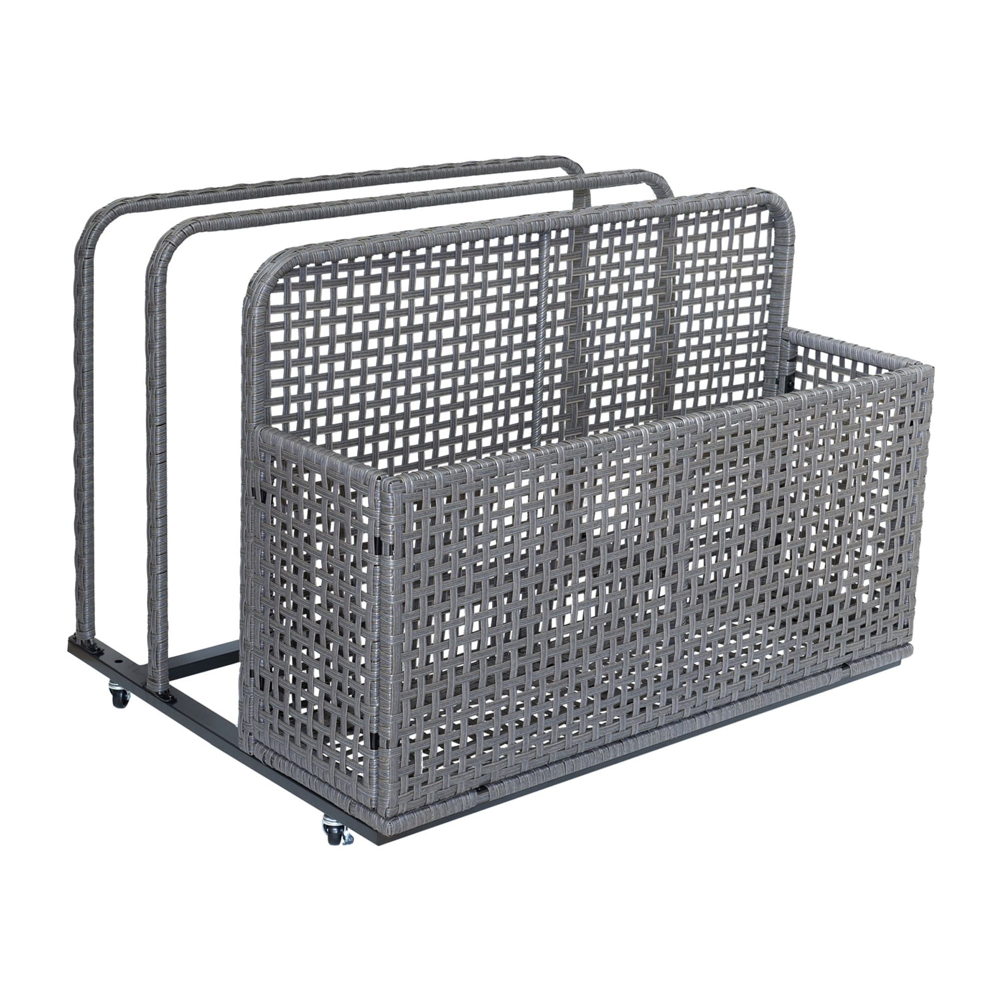 Yiwa PE Rattan Poolside Float Storage Basket with Wheels for Indoor ...