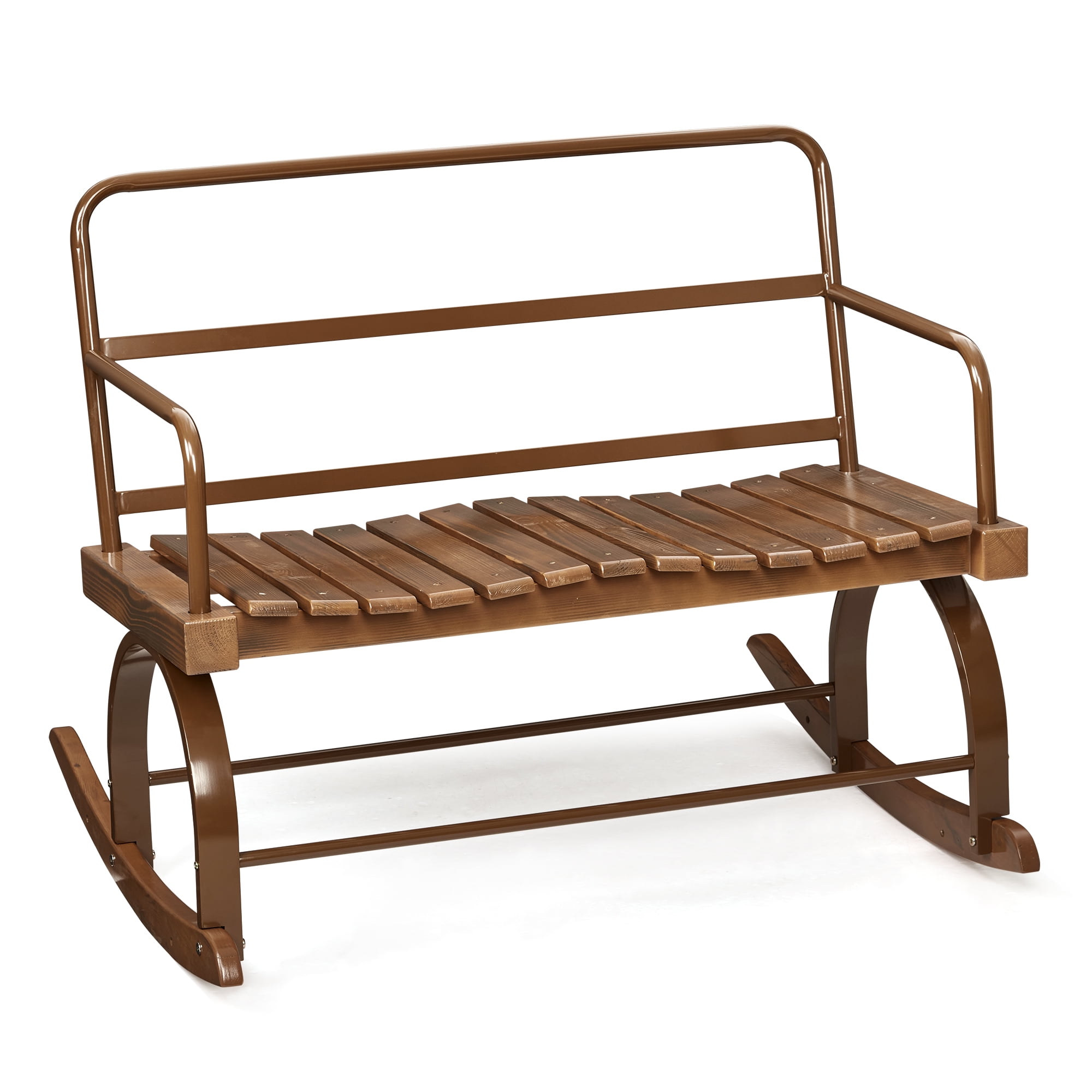 Yiwa Patio Rocking Double Chair, Double Wooden Porch Rocking Bench for ...