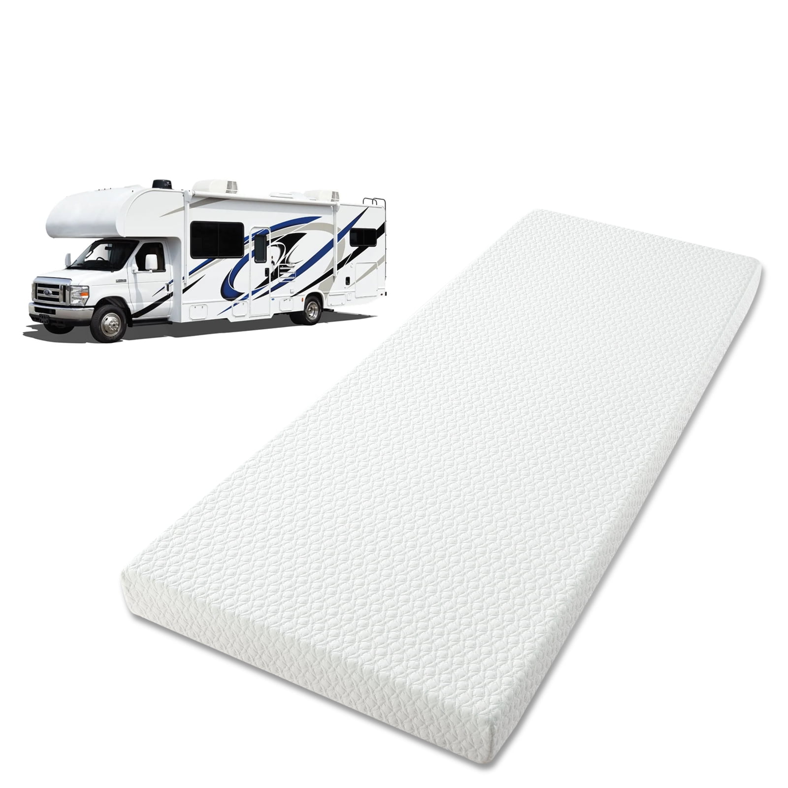 Yiwa Short King Topper (72" x 75" x 4"), RV Travel High-Density Bunk ...
