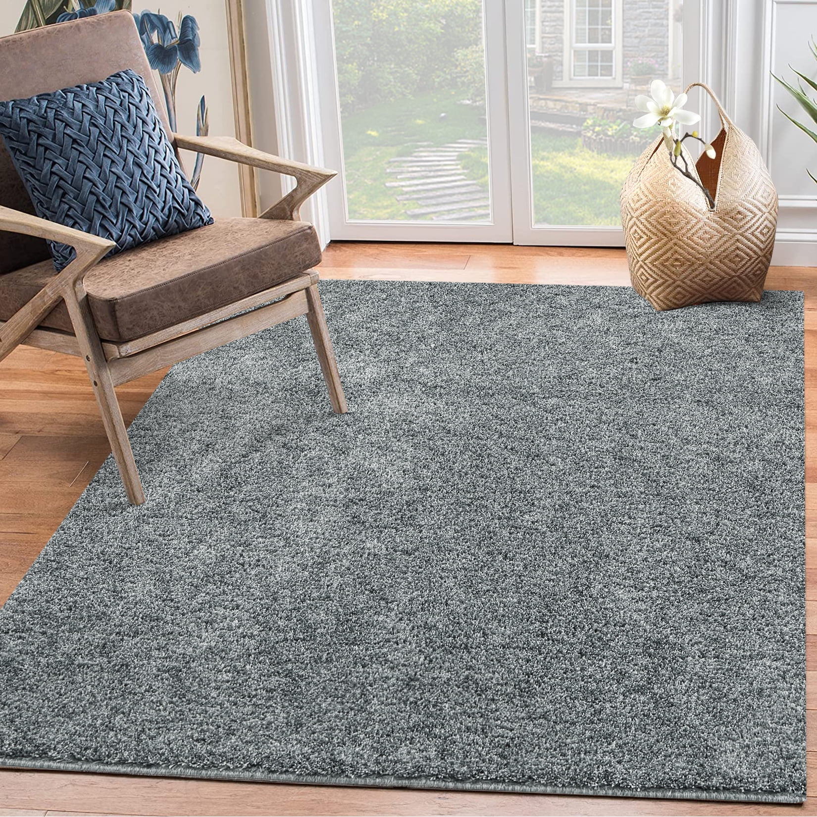 Yiwa Plush Shag Area Rug, Anti-Slip, Fade Resistant, Blue, 8x10 for ...