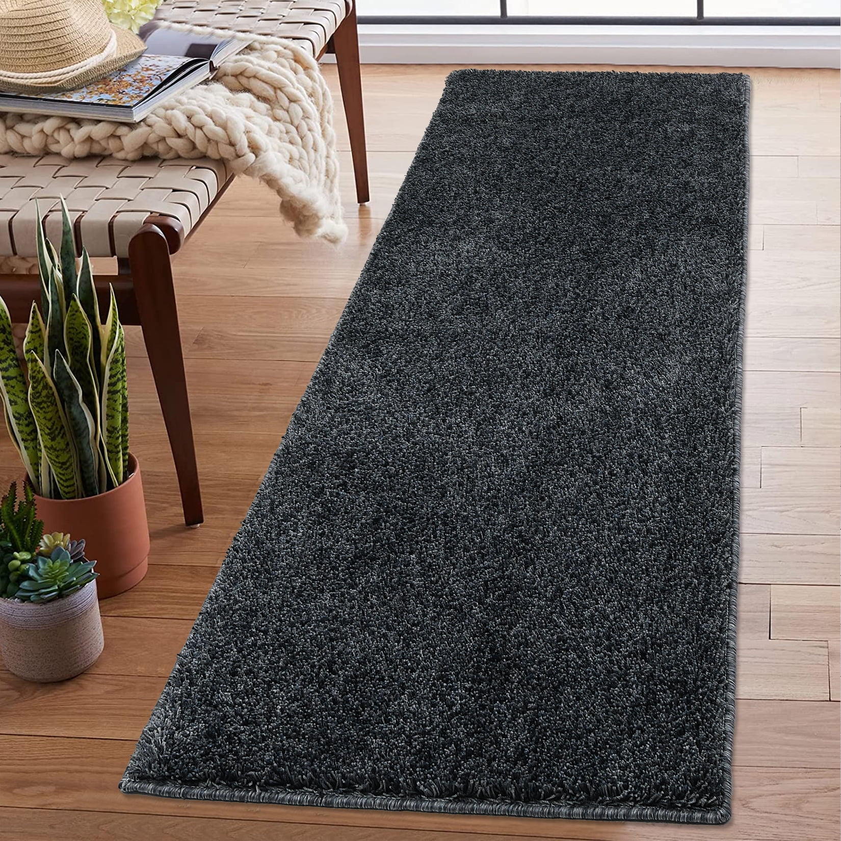 Yiwa Solid Rug Runner 2x8 Modern Shaggy Thick Area Rug for Bathroom ...