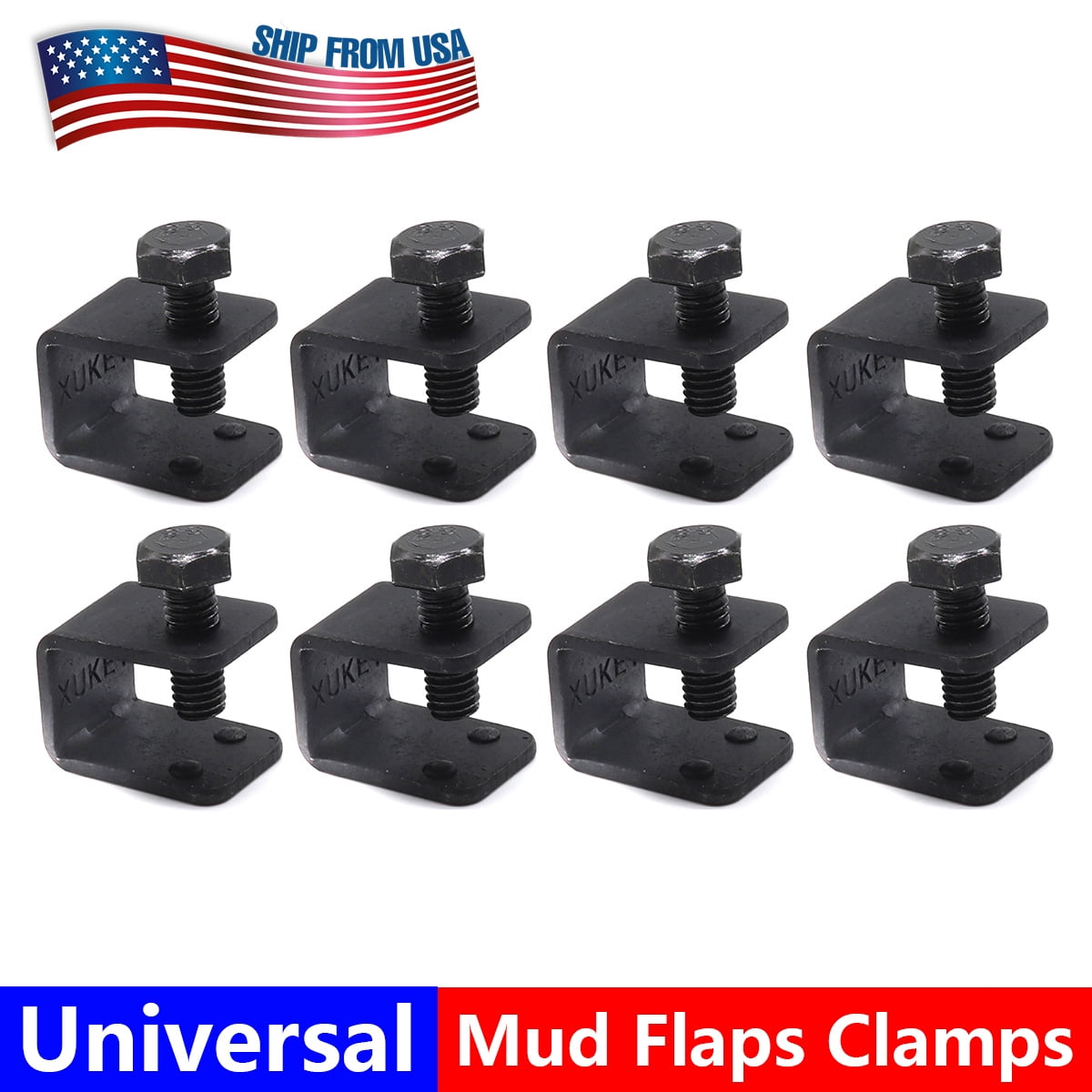 Yiwosu 8x Mud Flaps Splash Guard Black C U Clamps Bolt On No Drilling ...