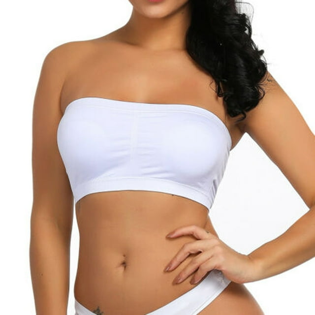 Yiwula Double Women Plus Size Strapless Bra Bandeau Tube Removable