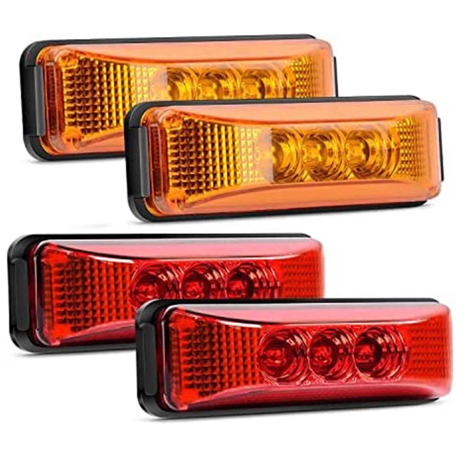 AUTOXBERT 2x Amber 2x Red 3LED Side Marker Lights RV Truck Trailer ...
