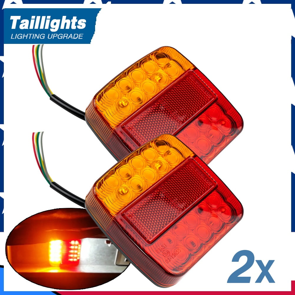AUTOXBERT Unviersal Pair 12V LED Trailer Tail Lights Turn Signal ...