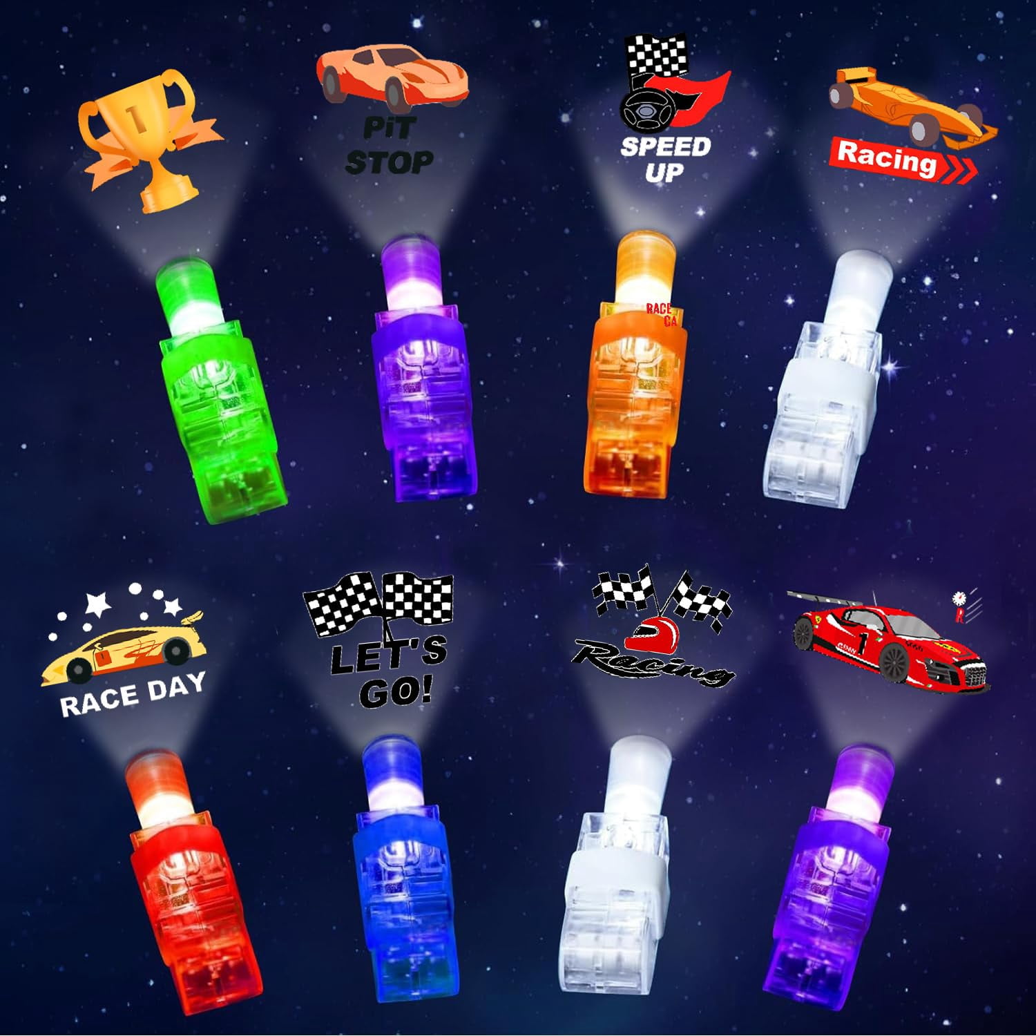 Yizeda 32PCS Racing Finger Lights LED Light Up Race Car Theme Party ...