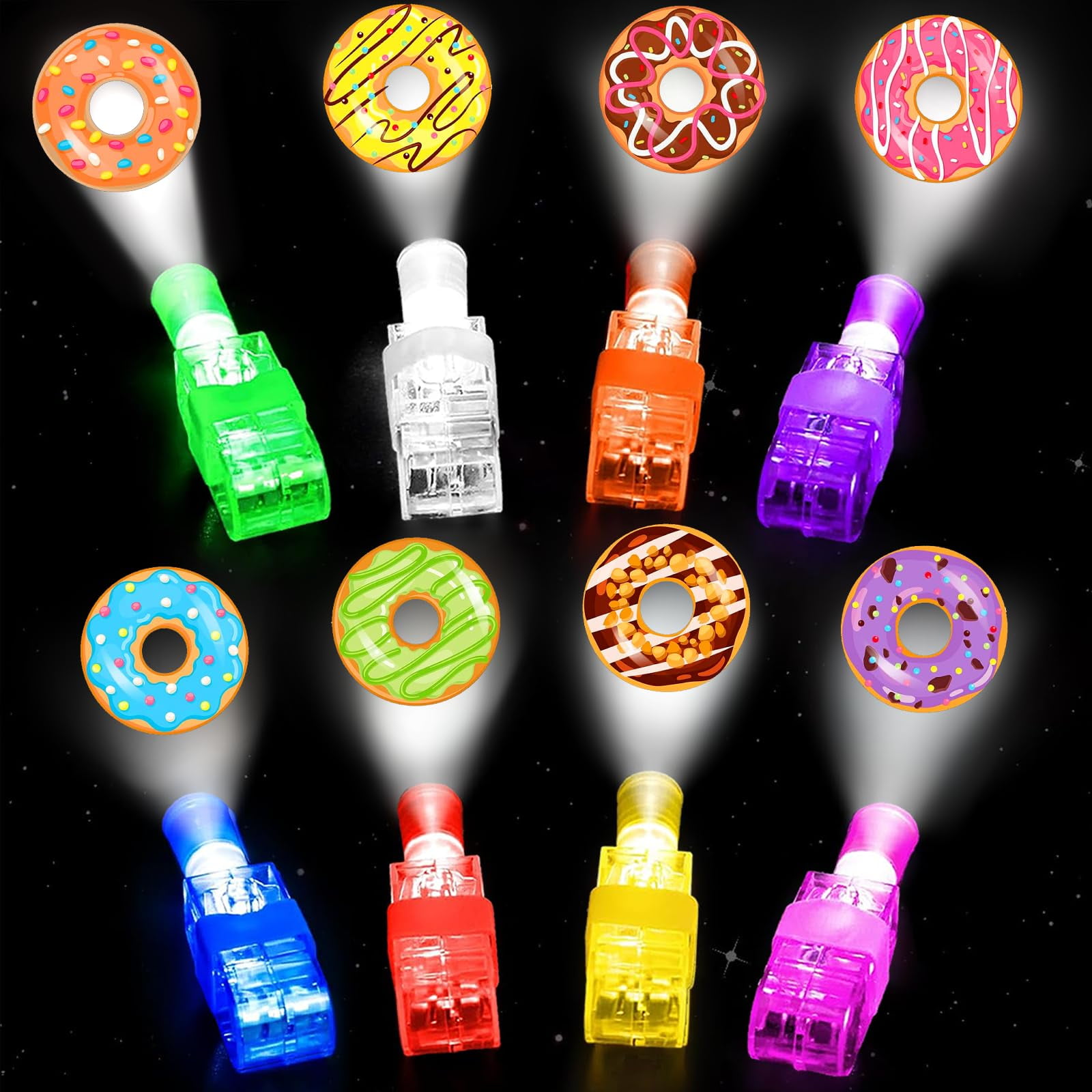 Yizeda Donut LED Light KEF16 Up Rings 32 PcsDonut Party Favors Glowing ...