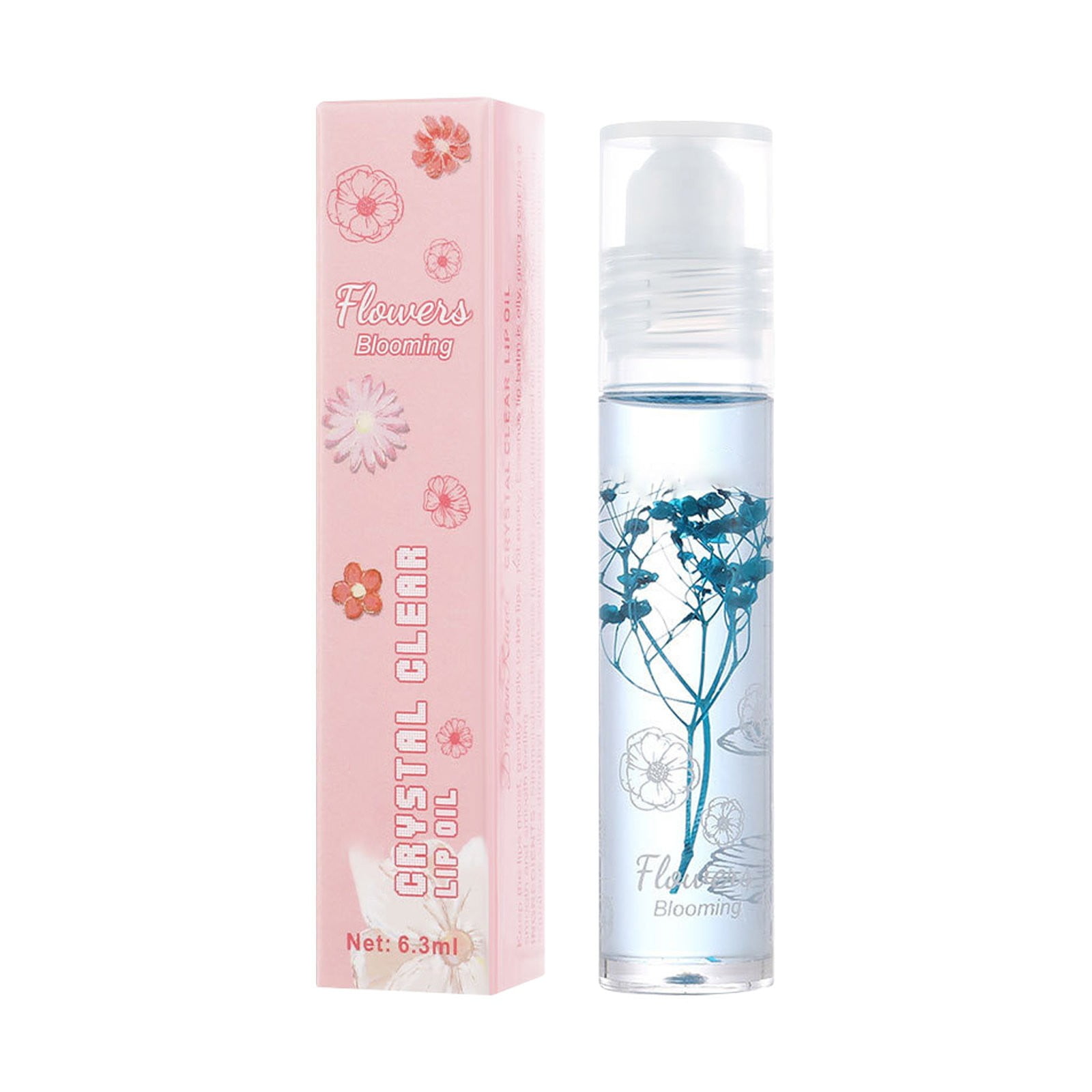 Yizioer Roll On Lip Oil Hydrating Lip Gloss Lip Shine Flower Lip Gloss ...