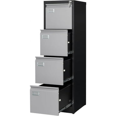 Yizosh 2 Drawer Black File Cabinet with Lock, Filing Cabinets for Home ...