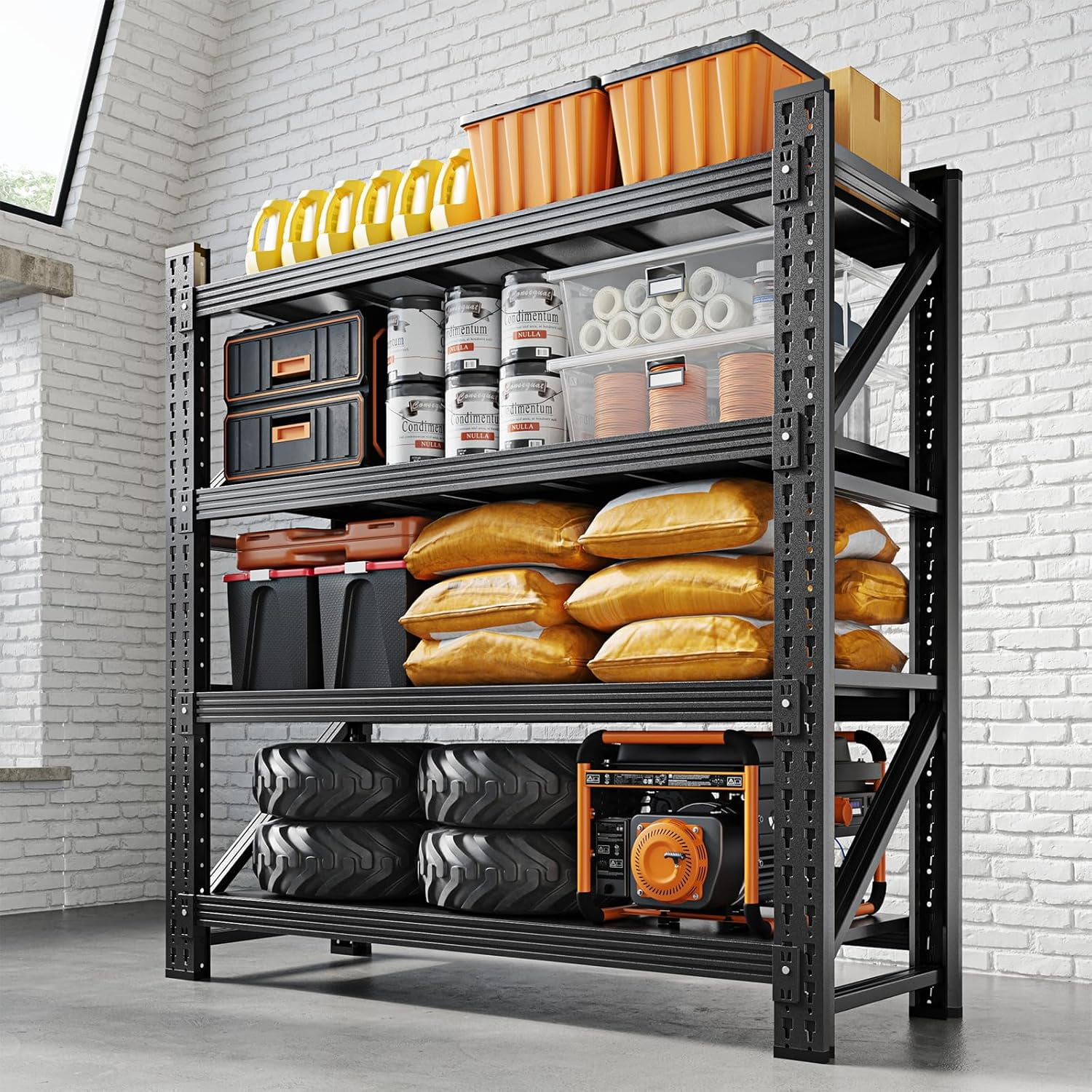 Yizosh 48" W Metal Garage Storage Shelves,Heavy Duty Adjustable Steel ...