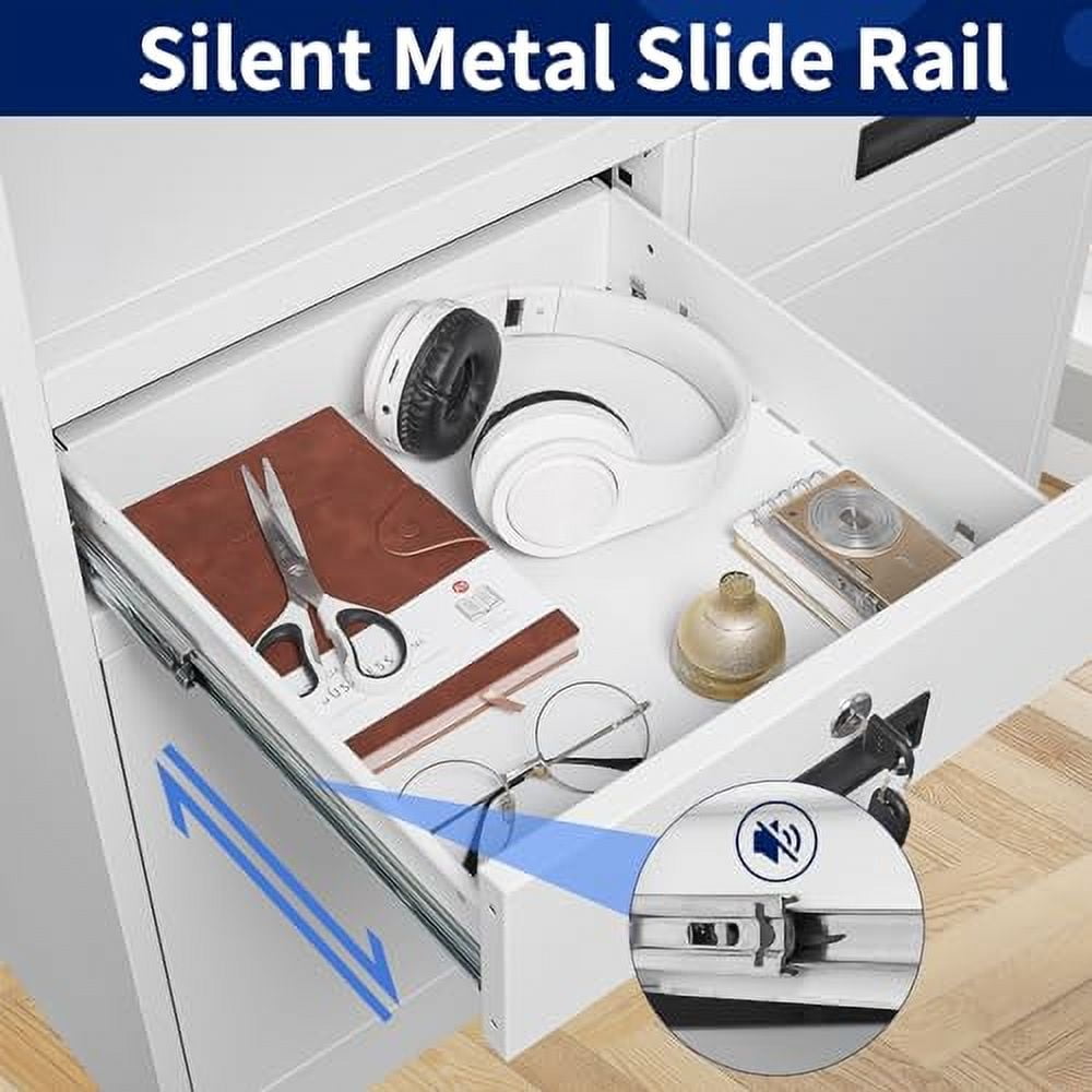 Yizosh Locking Cabinet with 2 Drawers, Metal Storage Cabinet with ...