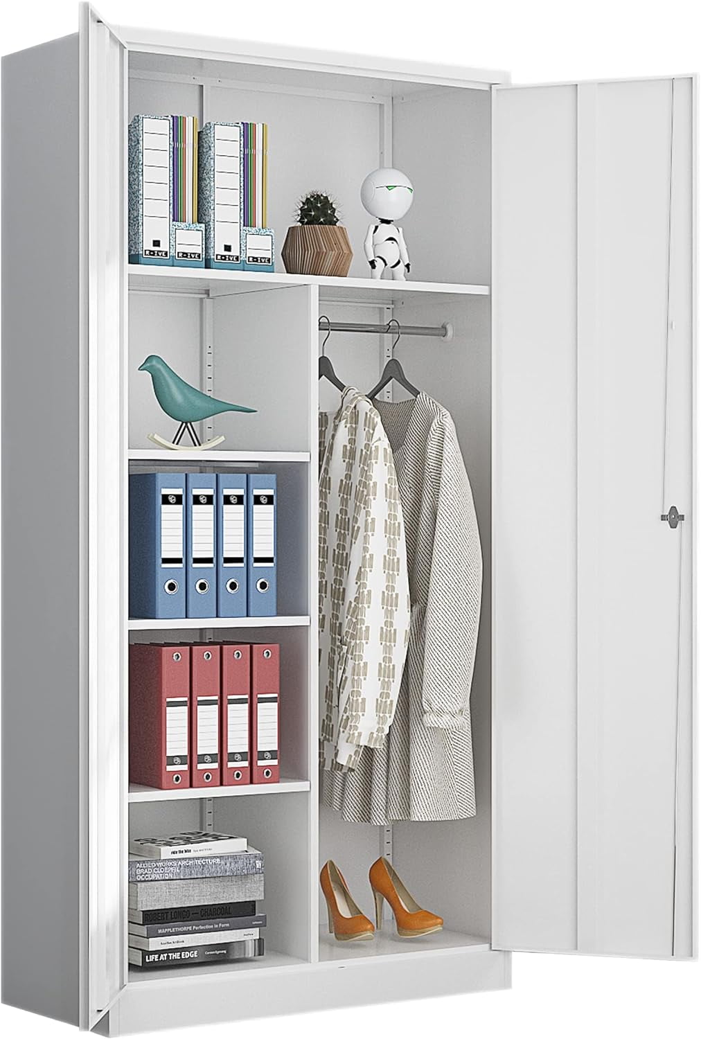 Yizosh Metal Armoire Wardrobe Closet Cabinet for Hanging Clothes with ...