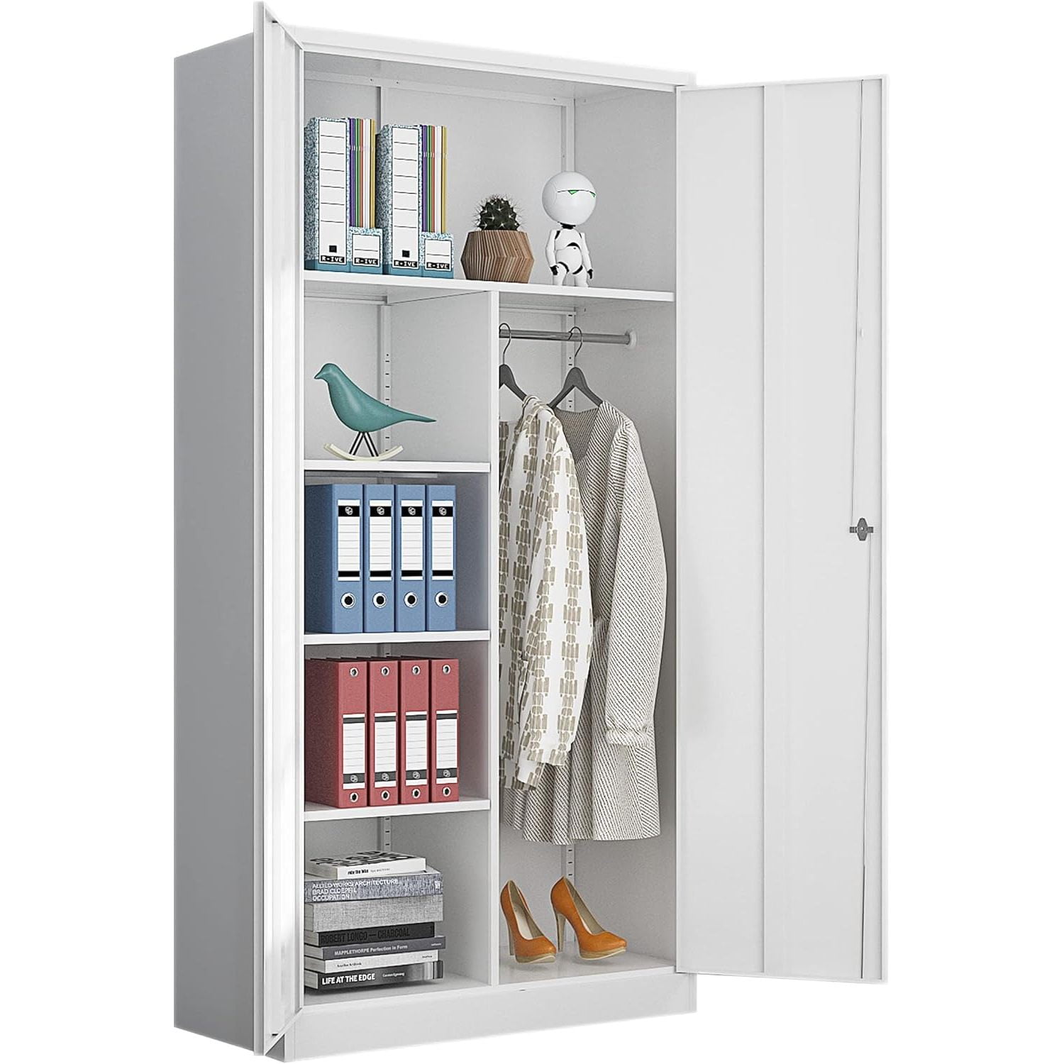 Yizosh Metal Armoire Wardrobe Closet Cabinet for Hanging Clothes with ...